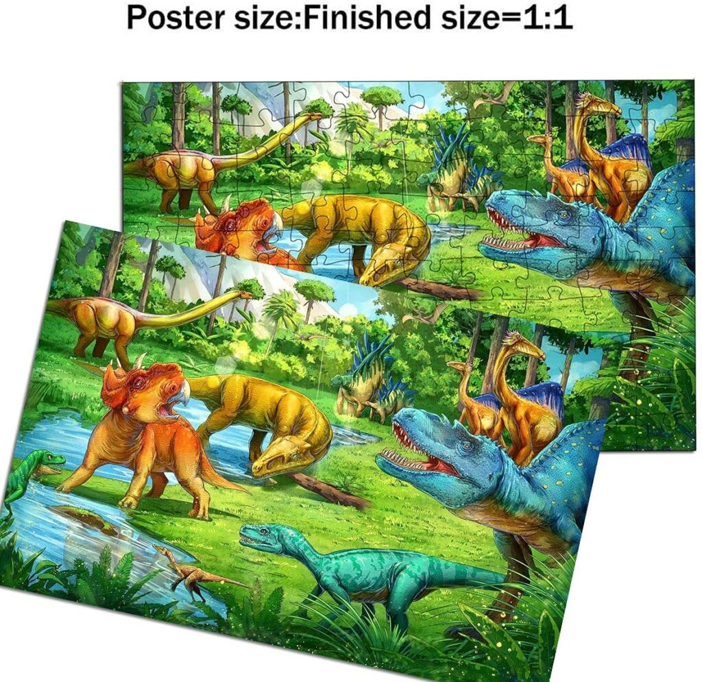 Dinosaurs Jigsaw Puzzle, 100 Kid Sized Pieces - Old Fashioned Toys